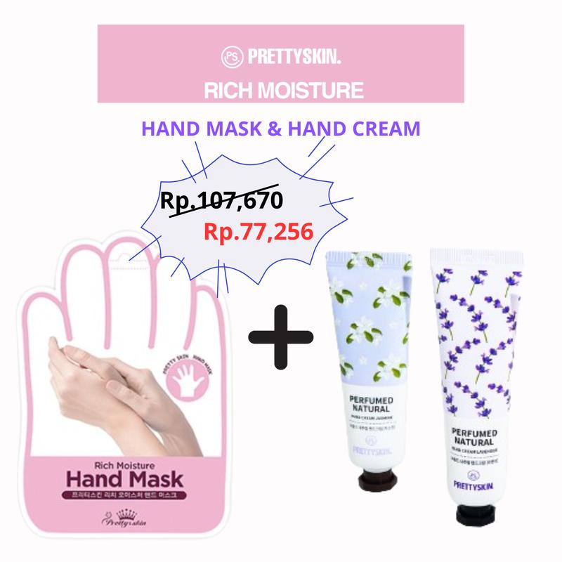 PRETTY SKIN Bundling Pretty Hand Mask + Hand Cream Extract Kering ...