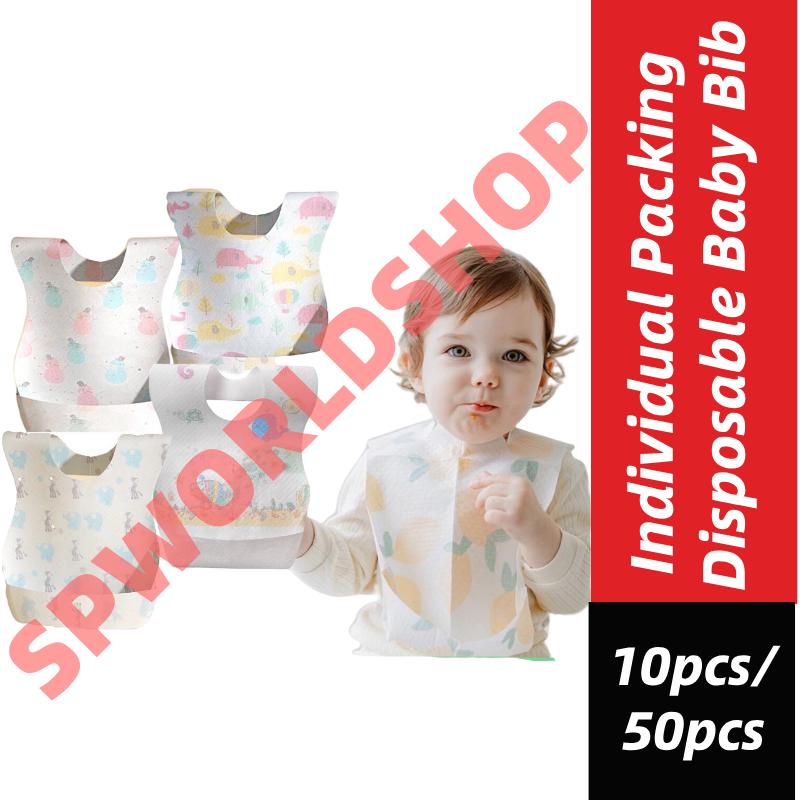 (SPW) 🍼 10/50pcs Disposable Baby Bib | Individual Pack Waterproof ...