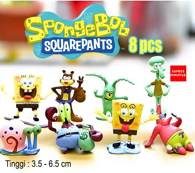 Spongebob / Sponge Bob Set Figure Mainan Hiasan Kue Hiasan Aquarium ...