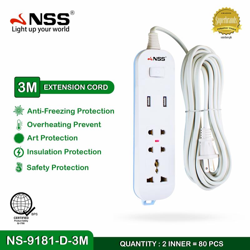 NSS extension cord wire extention long power socket 3 meters - TikTok ...