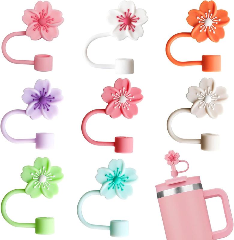Flower Straw Covers Cap Fit for Cup, 8 count Flower Straw Toppers ...