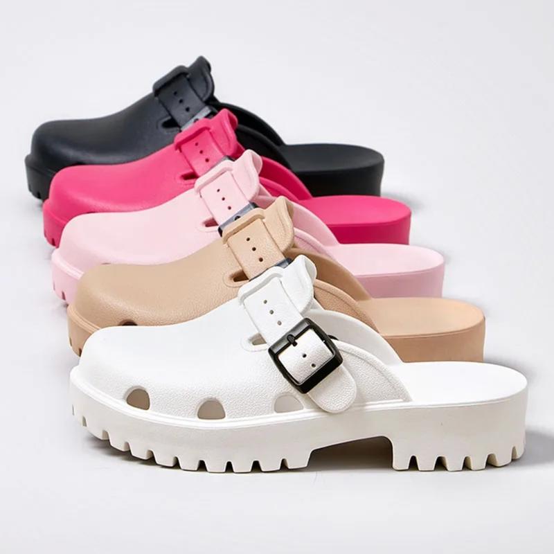 New Women Heels Slippers Street Slides Shoes EVA Openwork Sandals ...
