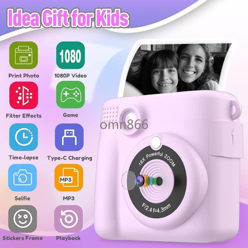 Instant Print Camera Kid Christmas Birthday Gift GirlBoy HD Digital ...