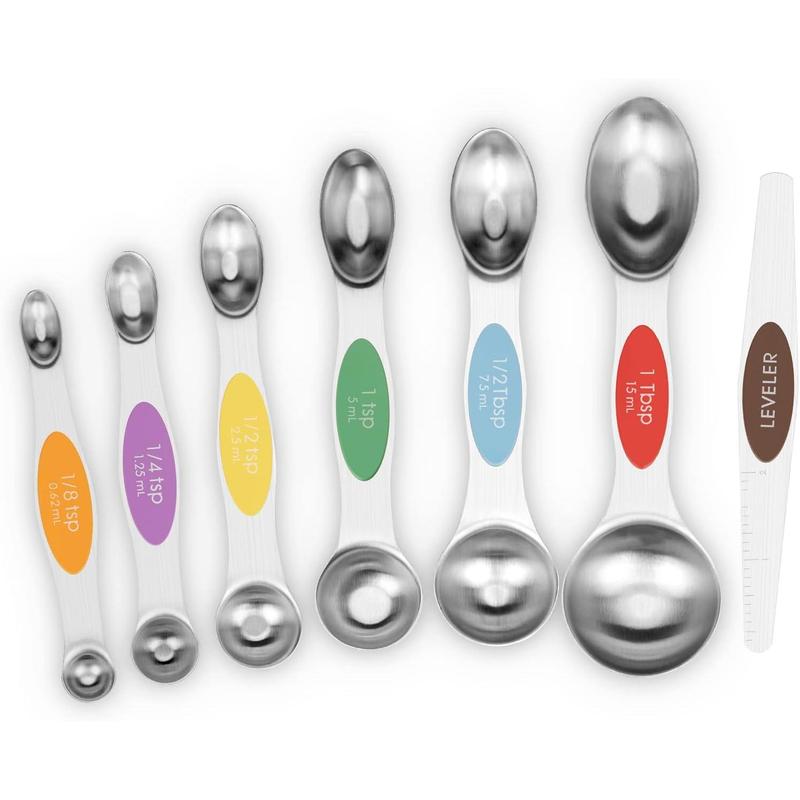 7 count Measuring Spoons Set, Dual Sided, Stainless Steel Small ...
