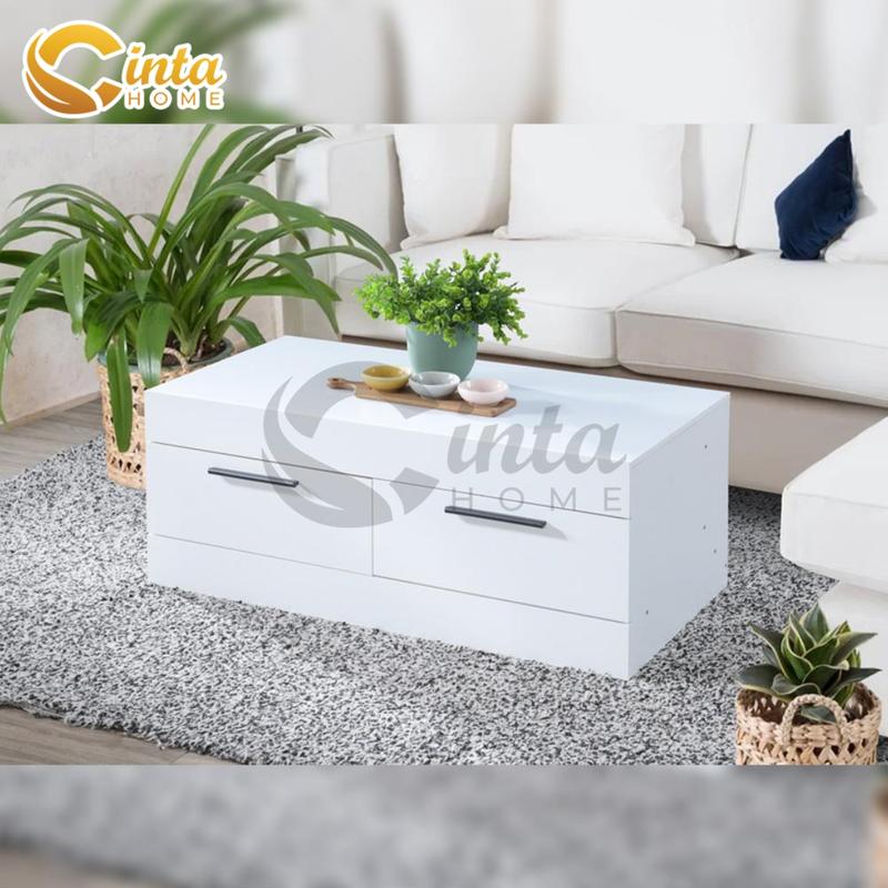 MARCELL Coffee Table with 2 Drawers (White) - CT 8019 - TikTok Shop ...