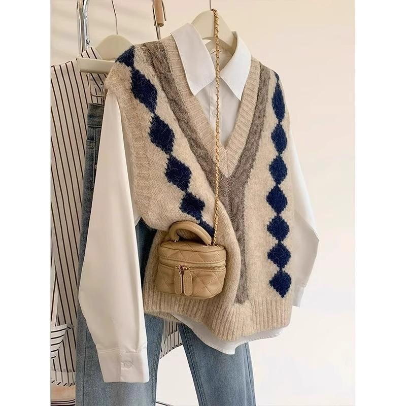 Korean Style Vest Spring Fashion Outwear Casual Loose Lazy Sweater V ...