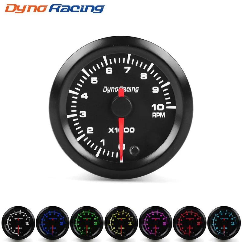 Dynoracing 2" 52mm 7 Colors LED Car Auto Tachometer 0-10000 RPM Gauge ...