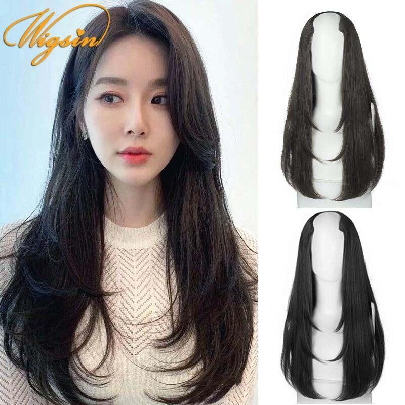 55cm Synthetic U-shaped Layered Long Hair Extension Natural Invisible ...