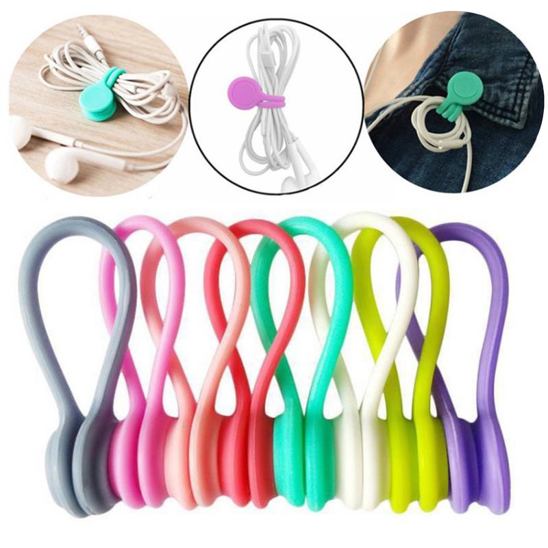 5/10Pcs Silicone Cable Ties Magnetic Winder Cable Clips Twis - TikTok ...