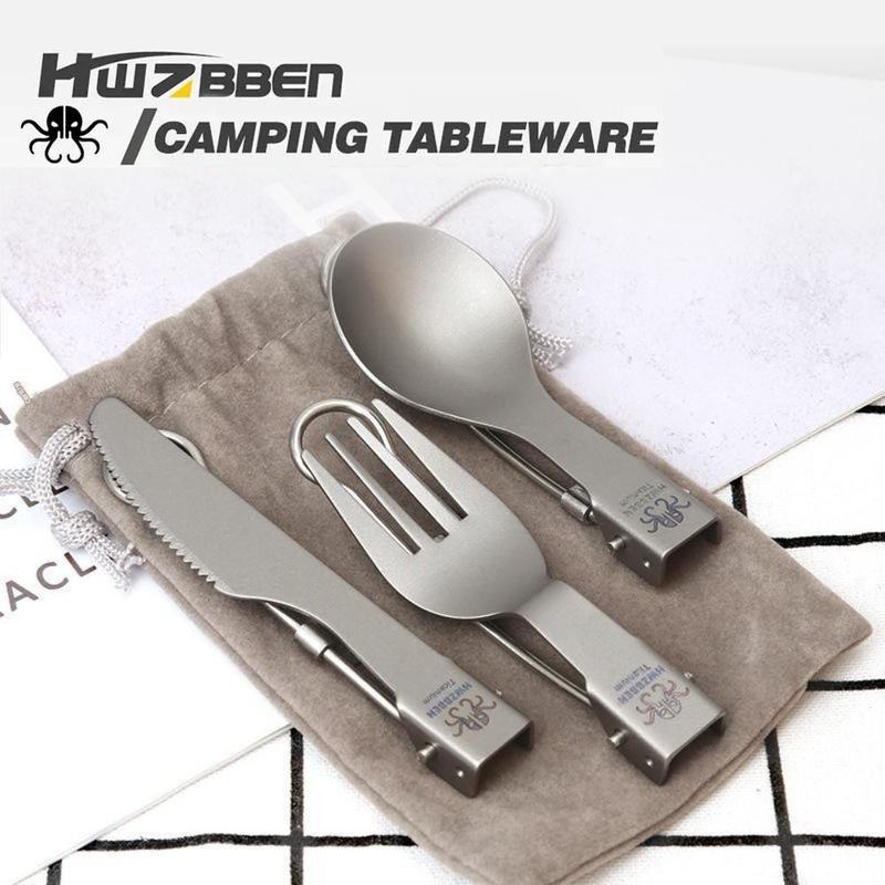 Reusable Half Polished Titanium Folding Spork Lightweight Foldable ...