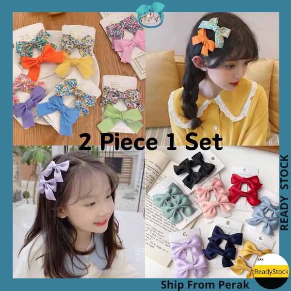 AIDA 2Pcs Dopamine Pure Color Floral Ribbon Hair Clip Bowkno - TikTok ...