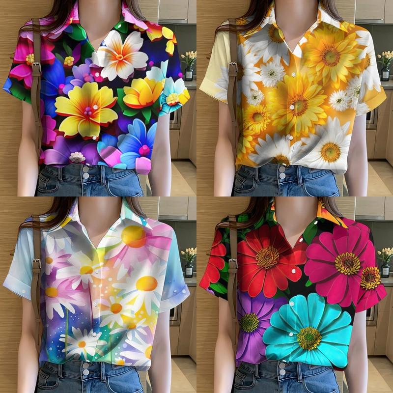 Baju Songkran, Baju Bunga, Baju-T Hawaii Wanita Lengan Pendek, - TikTok ...