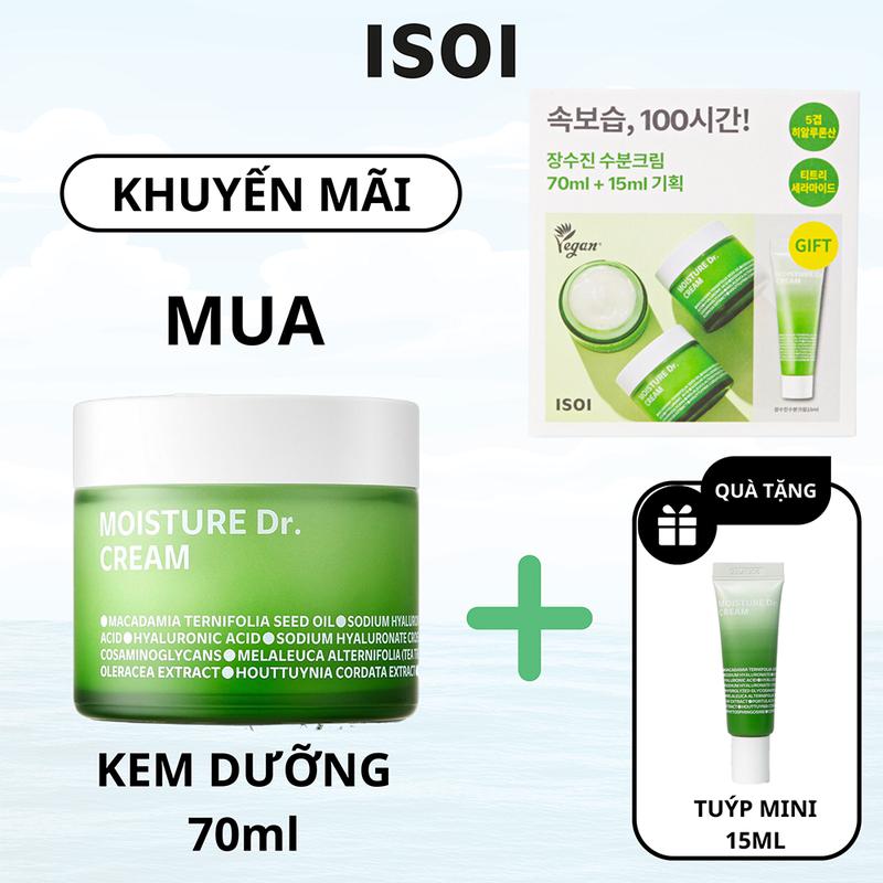 Kem dưỡng ẩm ISOI MOISTURE Dr. CREAM 70ml + [Quà tặng] tuýp 15ml ...