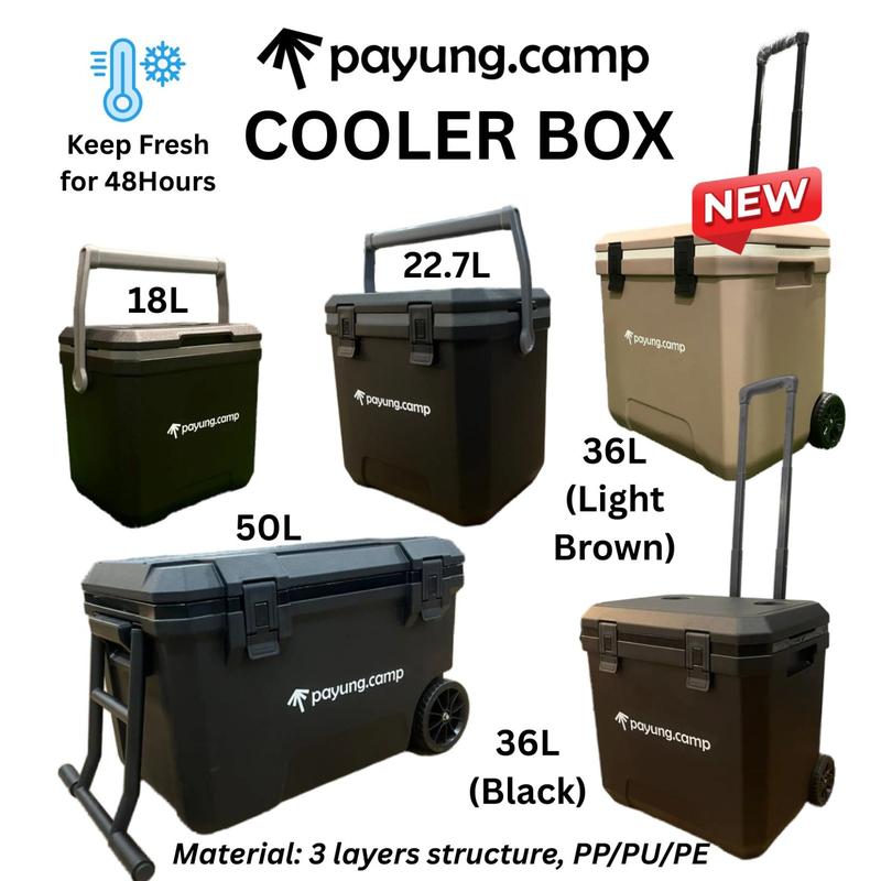 PAYUNG.CAMP Cooler Box Ice Box Ice Bucket with Roller for Camping ...