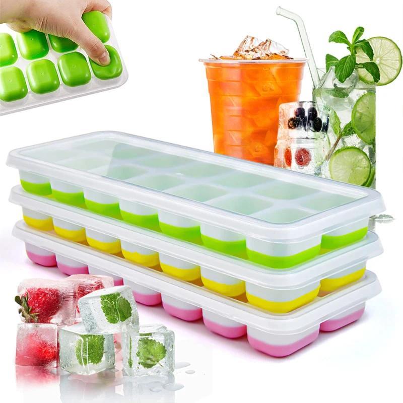 Silicone Ice Cube Tray Mold 14 Grid Square Ice Cube Tray wit - TikTok ...