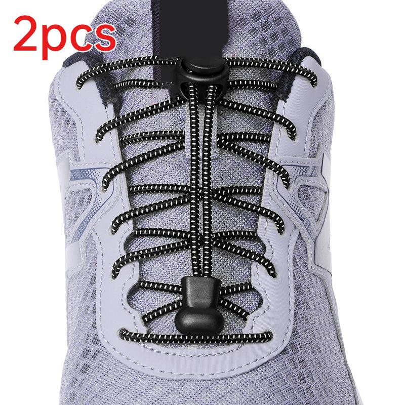 2pcs Lazy Laces Lock Shoelaces Lazy Ties Elastic Laces Sneakers ...