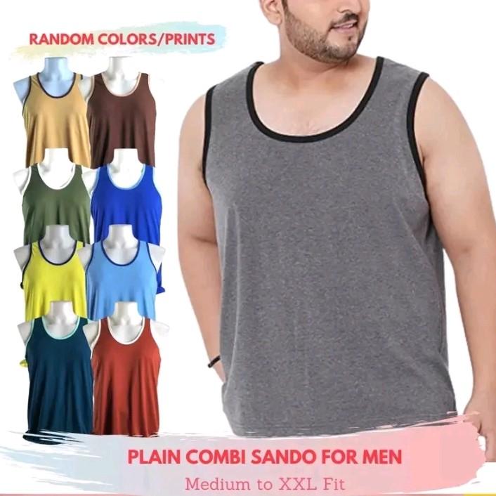 3 or 6pcs COTTON SANDO PLAIN BIAS For Men's (fit up to 15 above ...