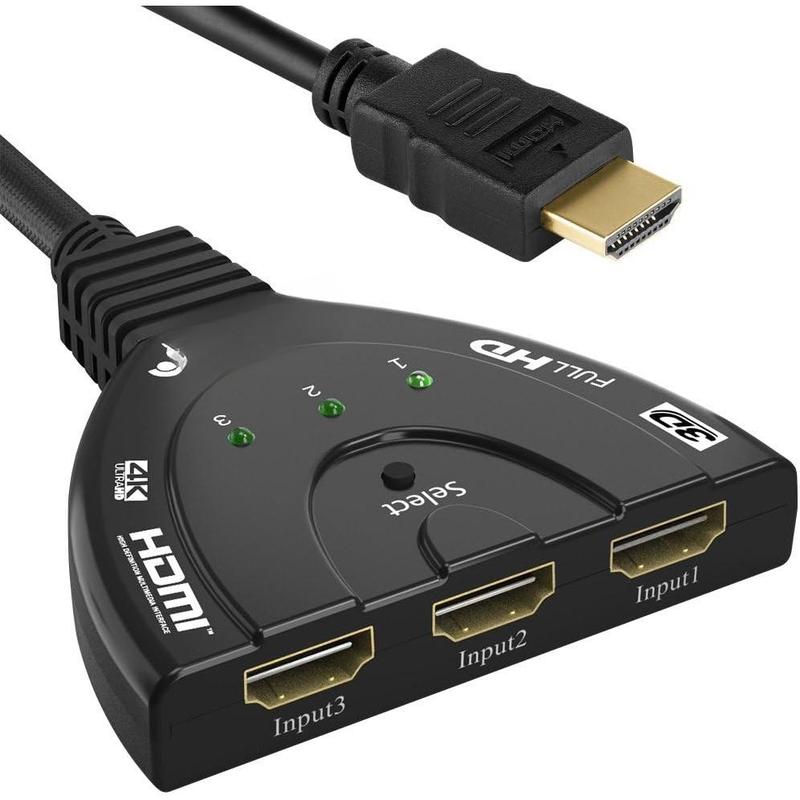 4K HDMI 3 in 1 out 4K@30Hz, 3-Port HDMI Switcher with Pigtail - TikTok Shop