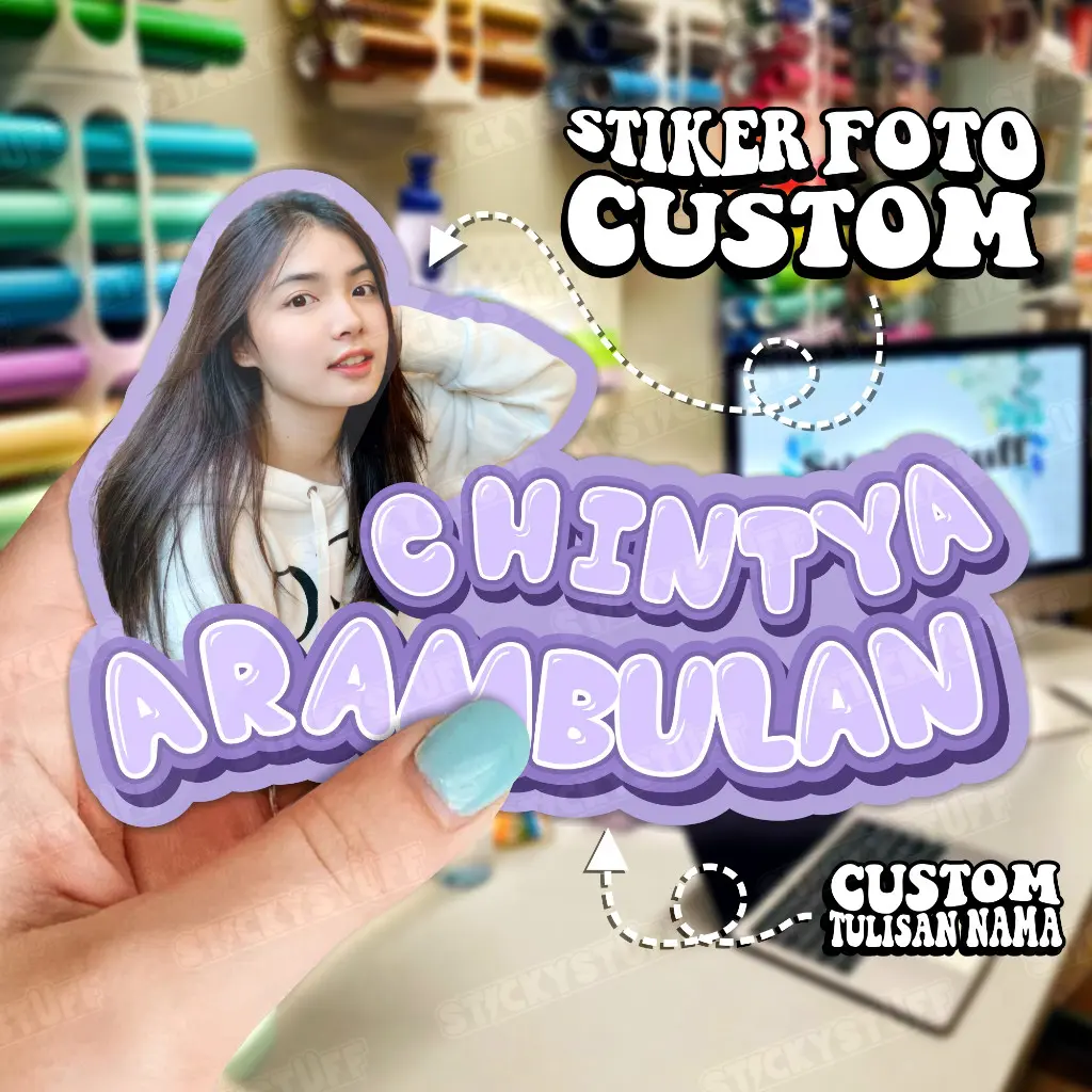 Stiker Foto Wajah dan Tulisan Nama Custom - Shop | Tokopedia