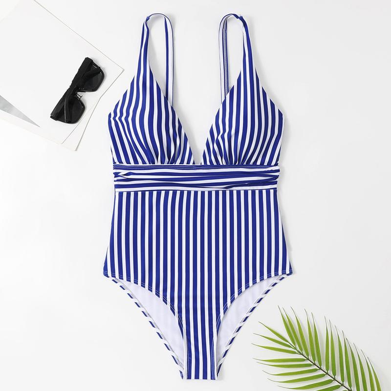 Summer Monokini V-neck Sling Backless One-piece Bikini Striped - TikTok ...