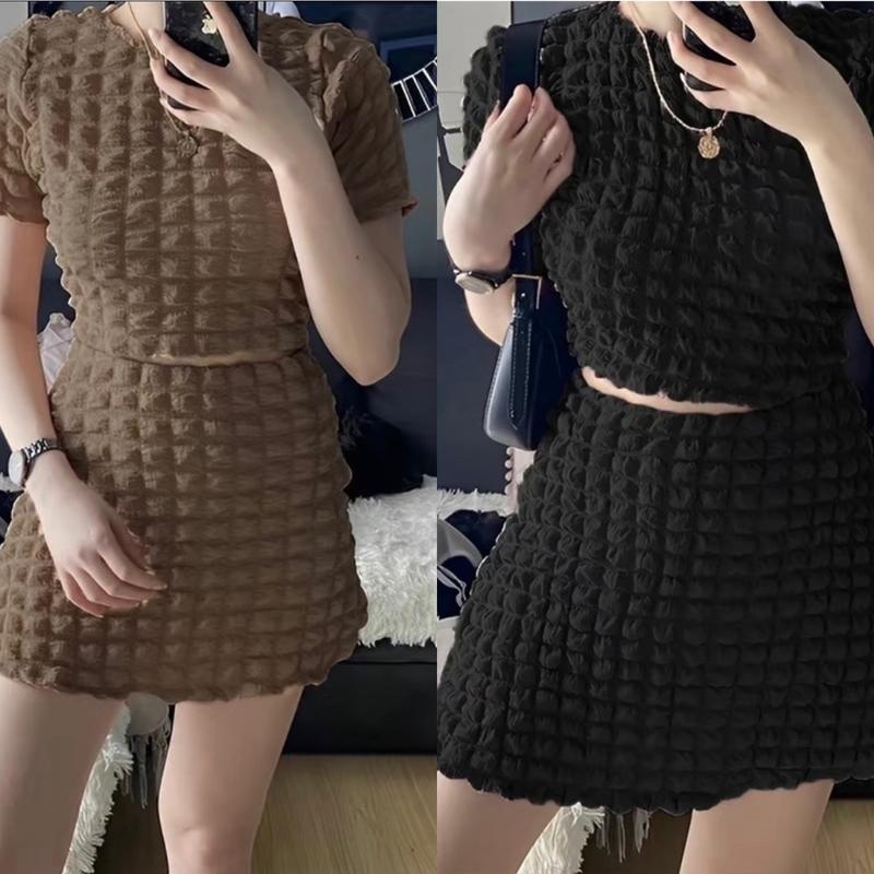 TRENDY WOMEN TERNO TOPS + SKIRT BUBBLE DESIGN Overalls Fabri - TikTok ...