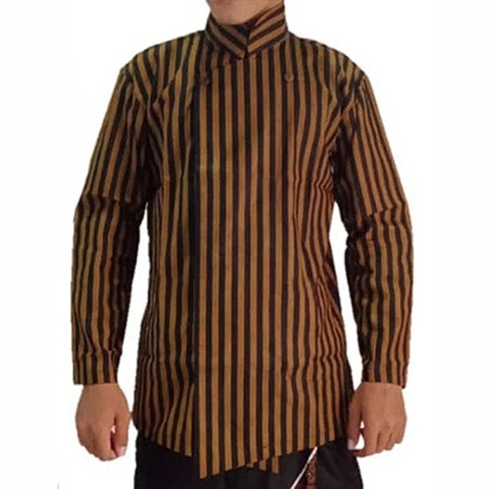 Jual Baju Lurik Jawa Model Surjan Coklat Hitam pria dewasa - XL - Kab ...