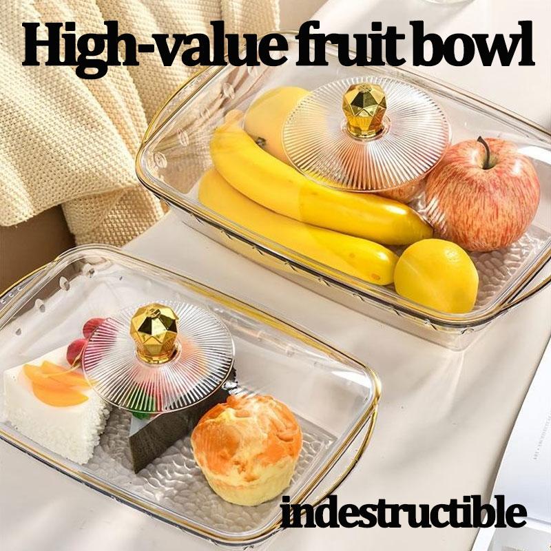 Transparent Storage Plate with Lid, Oval Gold Edge Fruit Bow - TikTok ...
