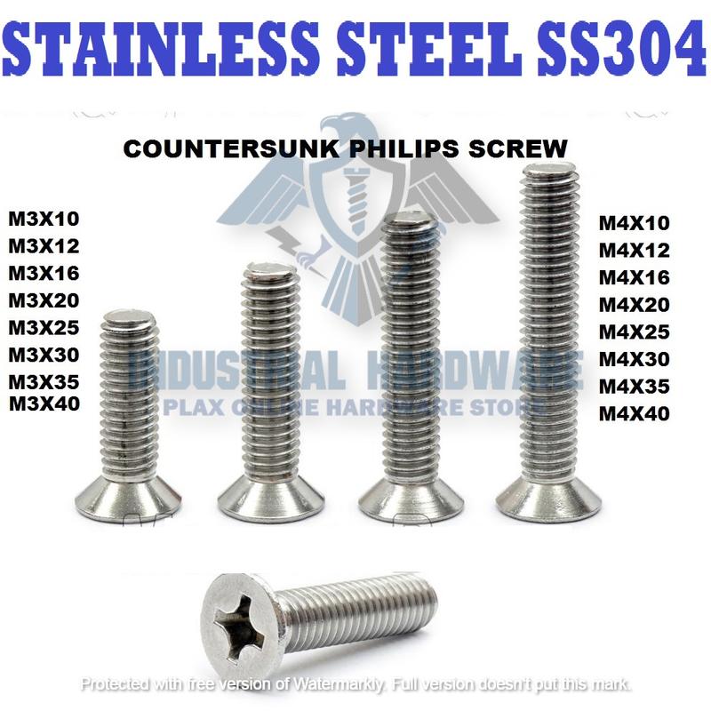 M3 M4 CSK Countersunk Philips Screw Flat Head Screw 304 Stainless ...