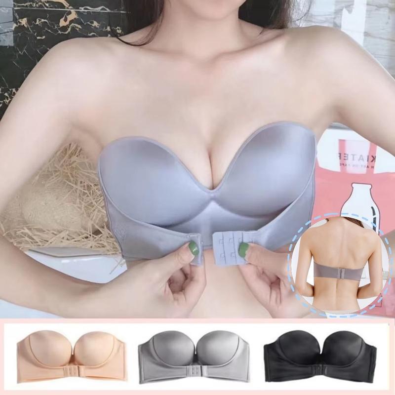 Women Bra Front Closure Wire Free Push Up Invisible Bralette - TikTok Shop Philippines