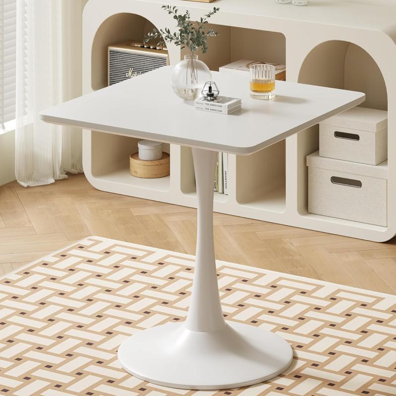 White Square Table for 2 Person, 24 Inch Small Dining Table with ...