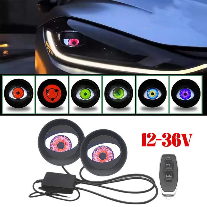 12-36V 3 Inch Car Dynamic Devil Eyes Lights Demon Red Eye Headlight ...