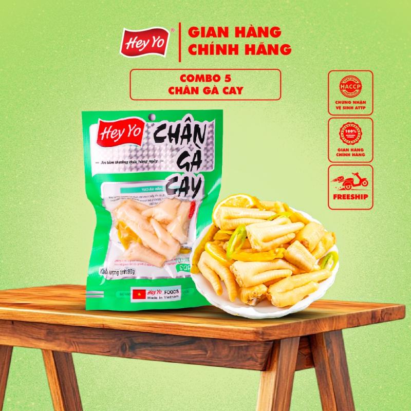 Combo 5 Chân Gà cay 80g Hey Yo ngâm ớt xanh thơm ngon hàng Việt ...