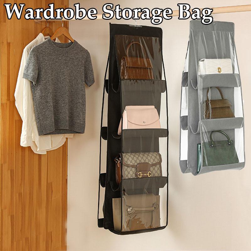 6/8 Layer Double-sided Bag Storage Hanging Bag Wardrobe Hanging ...