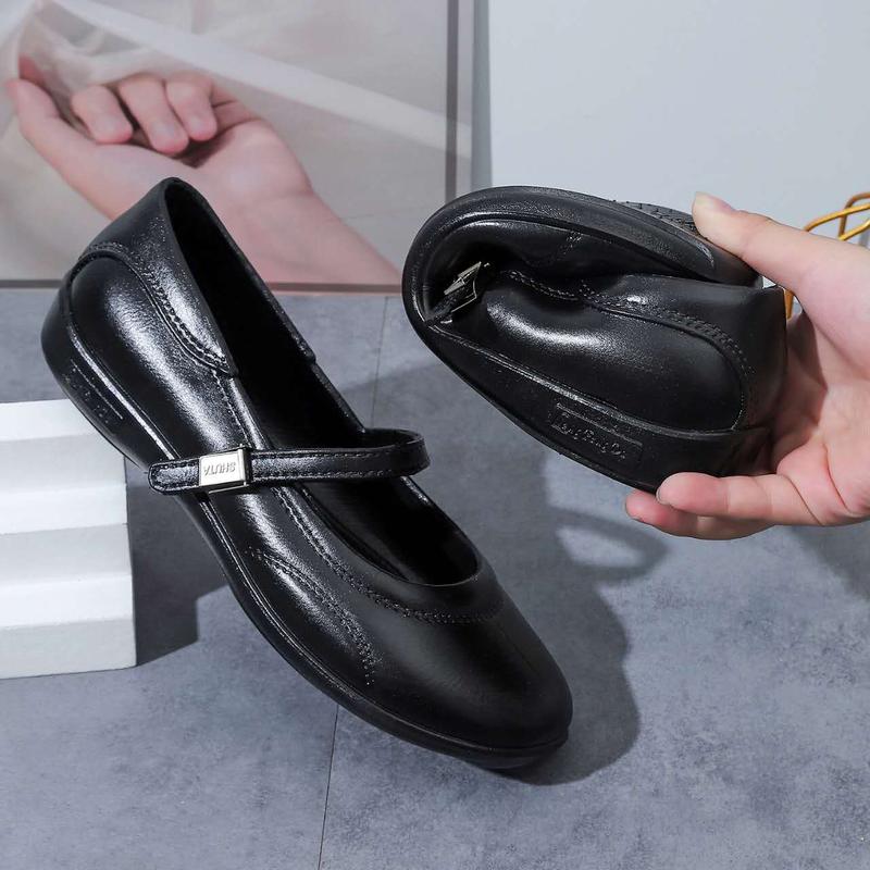 SHUTA 2023 New Rubber Soft Sole Buckle Girls School Shoes, Black ...