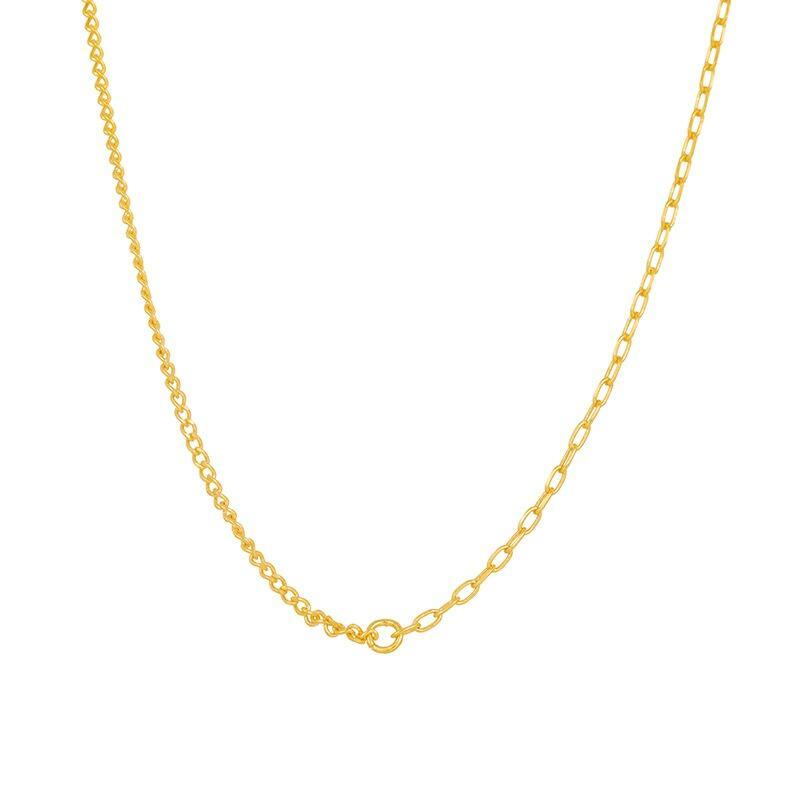 Copper alloy versatile necklace plain 2 in 1 imitation gold chain ...