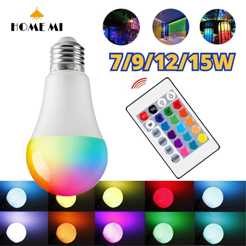 HOME MI 165-265V E27 RGB LED Bulb Lights 15W/12W/9W/7W RGB Variable ...