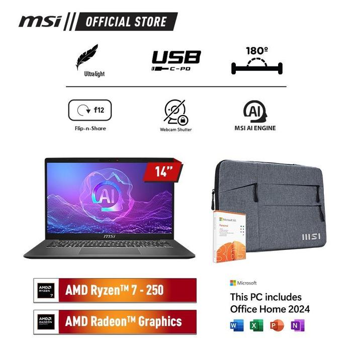 Promo MSI MODERN A14 F2HMG AI RYZEN 7 250 8GB 512GB 14.0FHD BLIT IPS ...