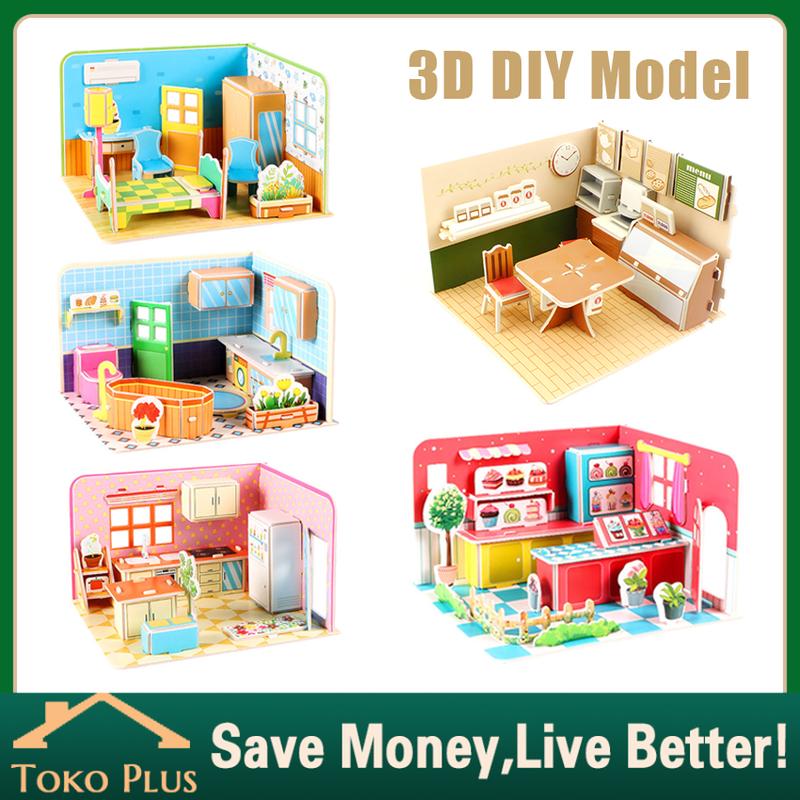 Mainan Puzzle 3D Miniatur untuk Anak dengan Bahan Busa dan Kertas ...
