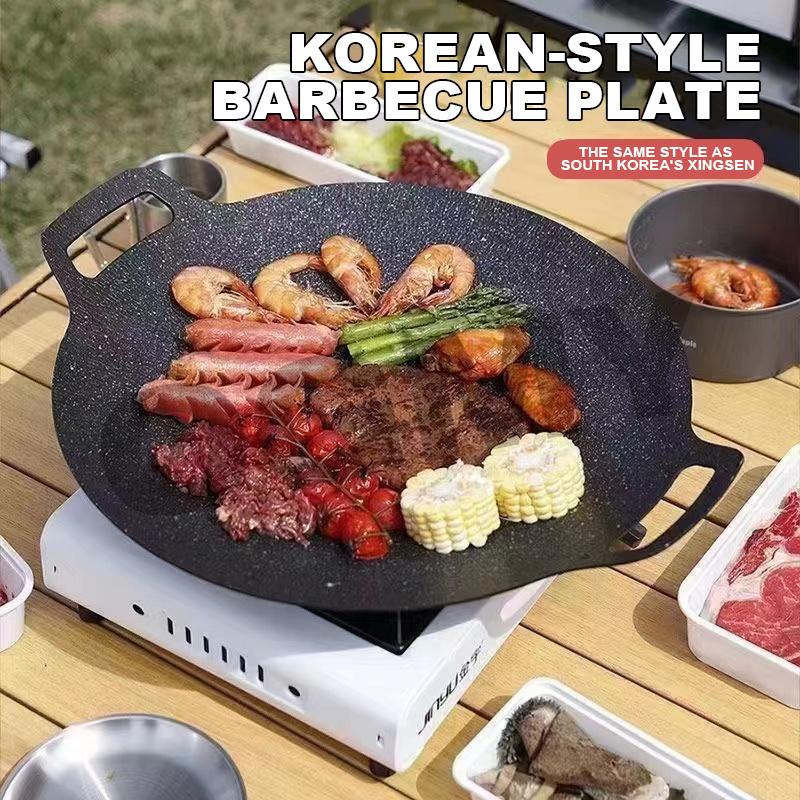 OGMY 30cm-34cm-38cm Korean Grill Pan Cast Iron Pan Non-stick - TikTok ...