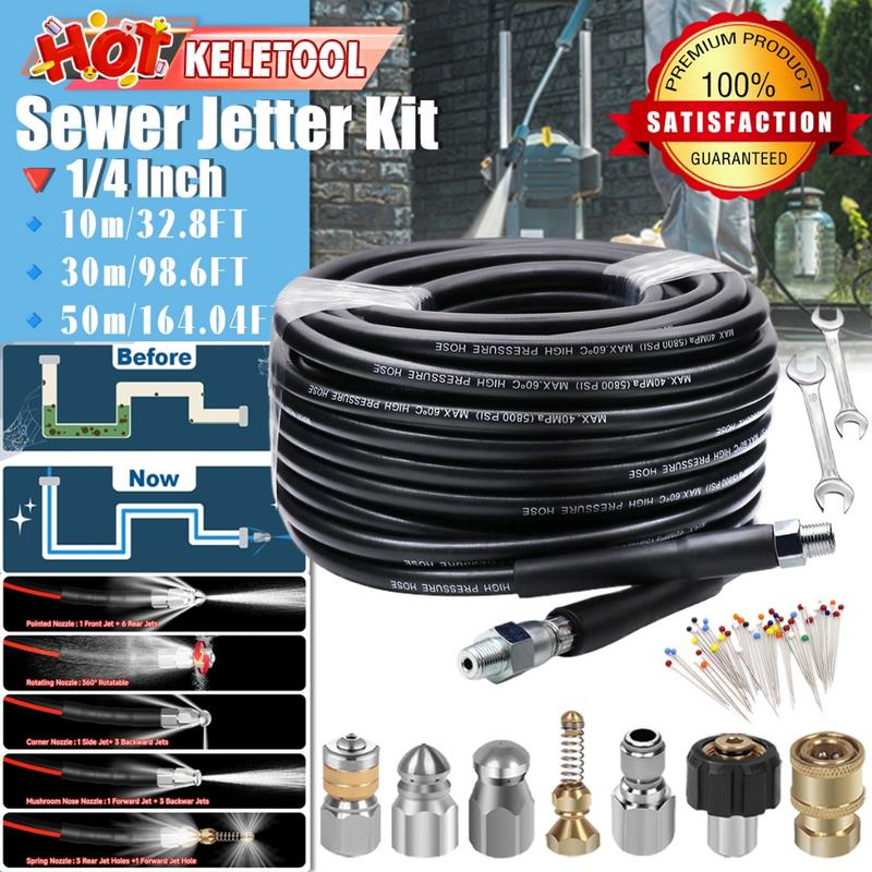 High-Pressure Sewer Drain Cleaning Kit Hydro Jet Nozzle with - TikTok ...