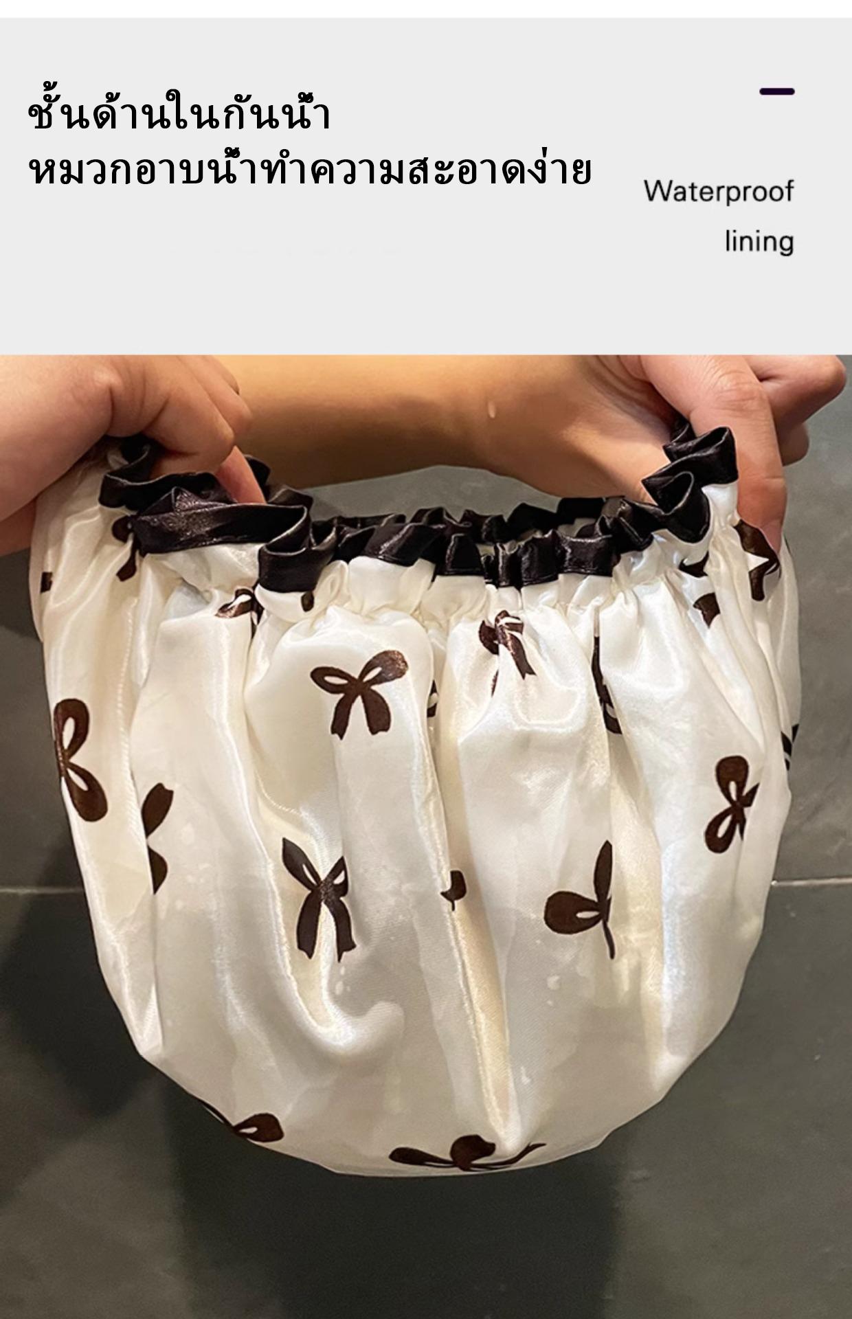 Waterproof Shower Cap Double-layer Design Elastic Mouth Anti-falling ...