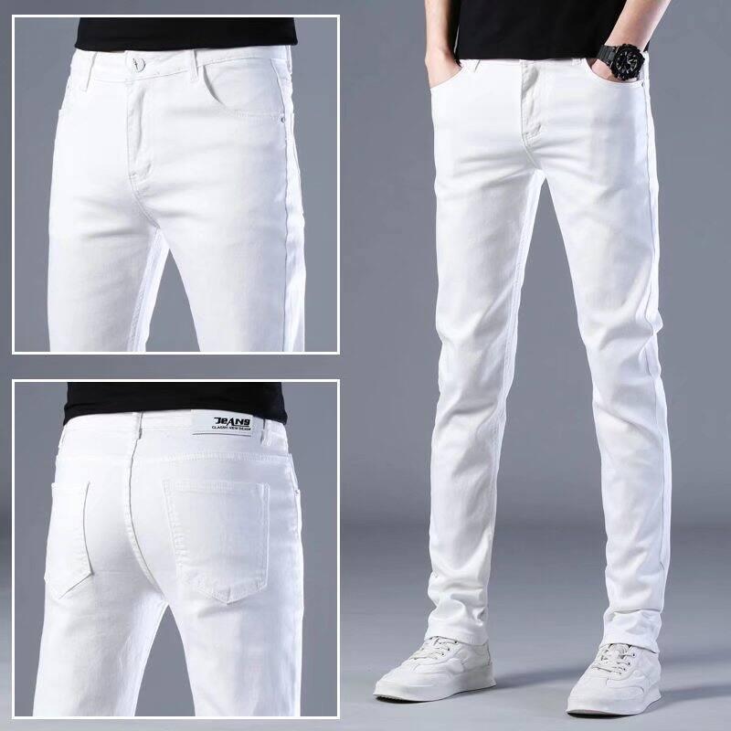 Seluar jeans putih lelaki, seluar pensel regangan, Slim Fit, - TikTok ...