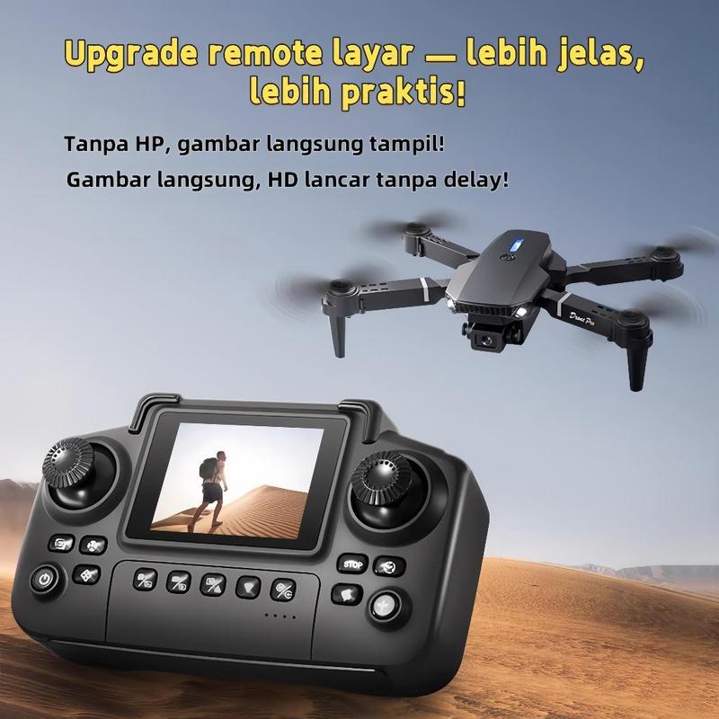 Drone 4K Dual Kamera Lipat Layar Remote Tanpa HP WiFi FPV Auto Hover ...