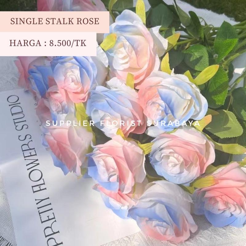 [1 TANGKAI] BUNGA MAWAR OMBRE SEMBUR SINGLE STALK ROSE ARTIFICIAL ROSE ...