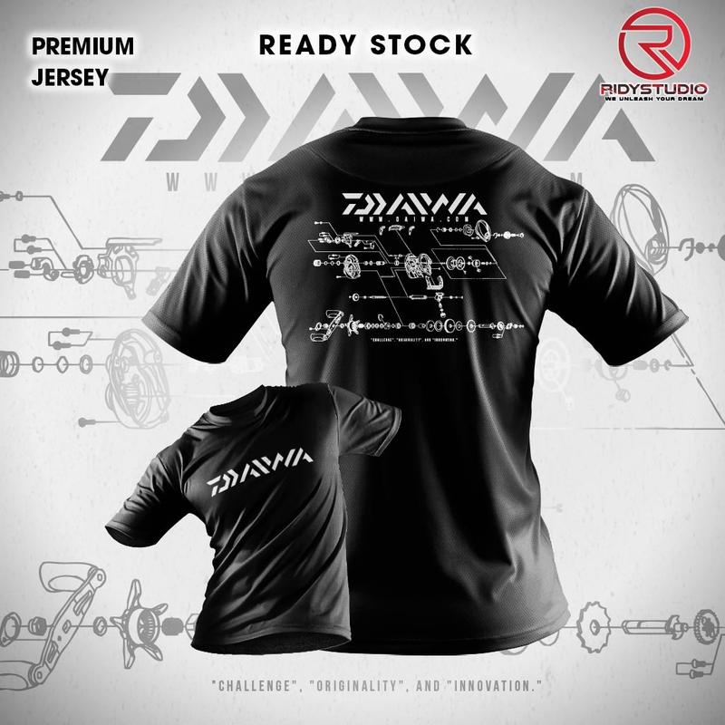 Baju-T Anglers Memancing, Kekili Memancing Daiwa, Uniseks, Stok ...