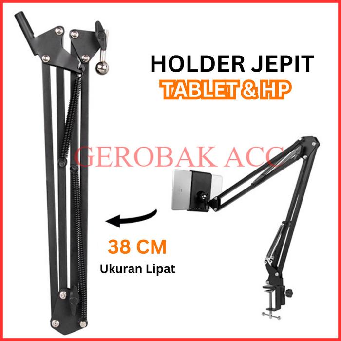 Promo Holder Jepit ZMZ02 Tablet HP Universal Boom Arm Stand Meja Lazy ...