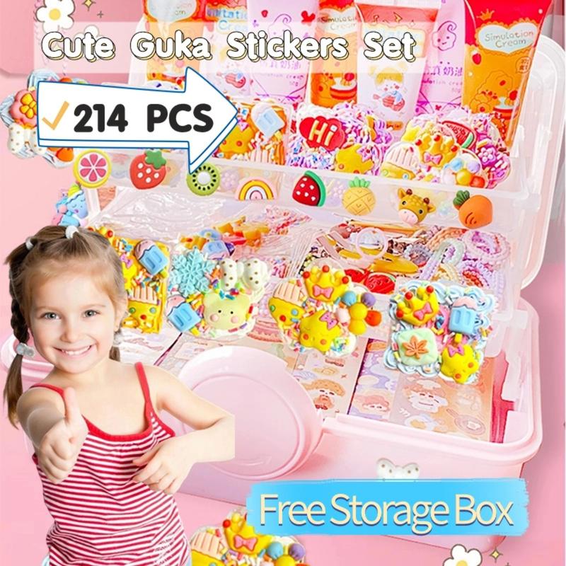 214 PCS Guka Set Box Guka Sticker Tool Set Child Gift Pack Accessories ...