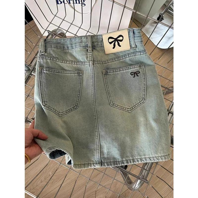 Skirt Denim, Gaya Amerika Retro, Warna Cerah, Pakaian Musim Panas ...