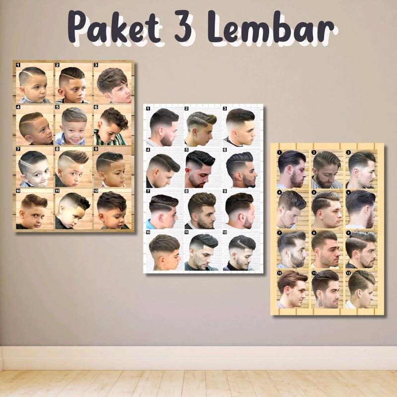 POSTER MODEL POTONG RAMBUT ANAK DAN DEWASA - Shop | Tokopedia