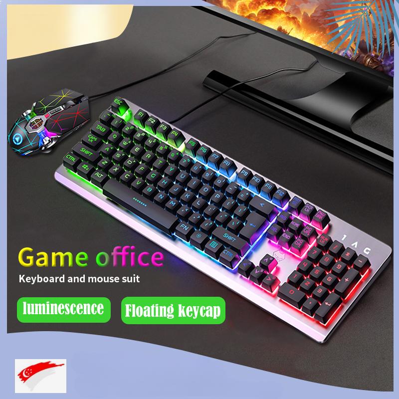 Gaming Keyboard Wired Gaming Mouse Kit 104 Keycaps with RGB Backlight ...